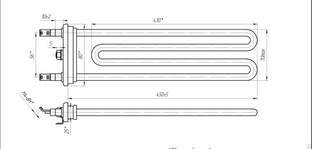 ТЭН P1063-5000W/220V (стир.машина Вязьма В-25, ВО-20) модификация ...