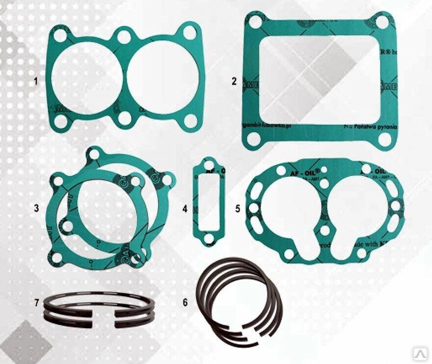 Ремкомплект компрессора 2-х цил. №2 7наим./12шт. ЗИЛ, МАЗ, КрАЗ, УРАЛ ...